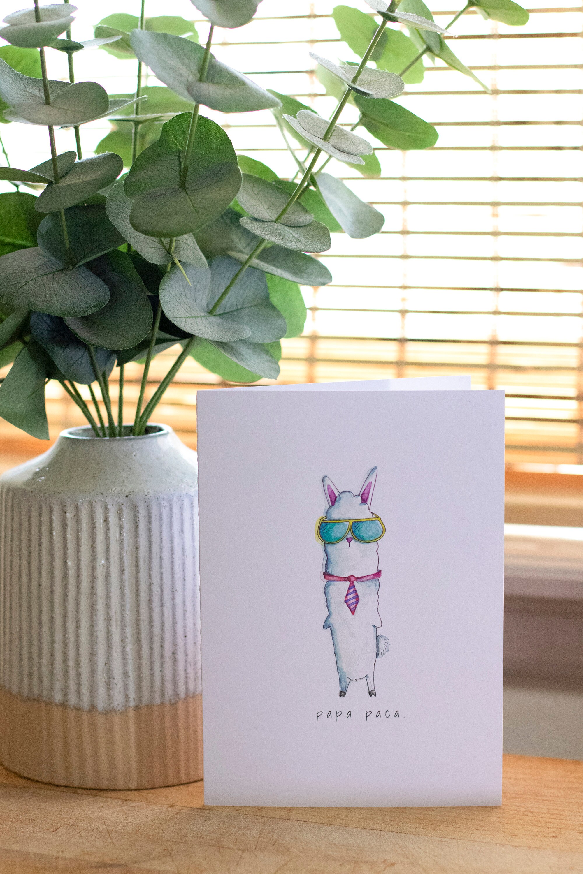 Printable Father's Day Card Foldable Alpaca Papa Paca Watercolor Blank ...