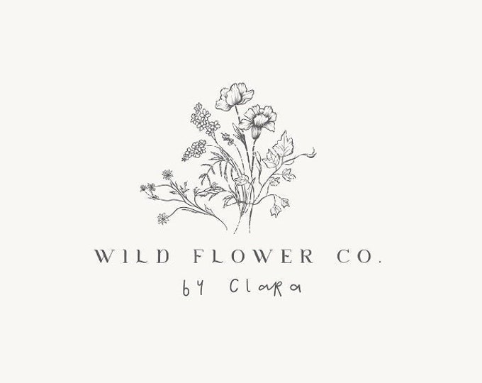 Wild Flower Logo, Flower Logo Design, Premade Logo, Botanical Logo ...
