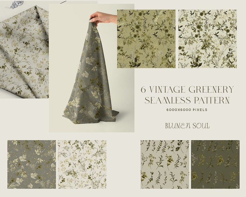 Greenery Patterns Digital Paper Watercolor Clipart Greenery Seamless ...