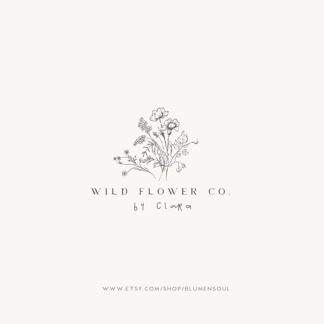 Wild Flower Logo, Flower Logo Design, Premade Logo, Botanical Logo ...