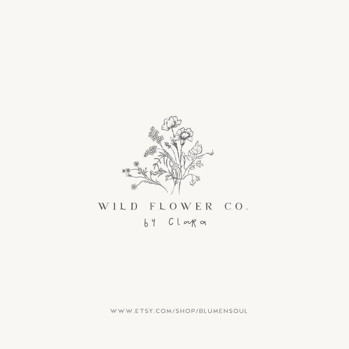 Wild Flower Logo Flower Logo Design Premade Logo Botanical - Etsy