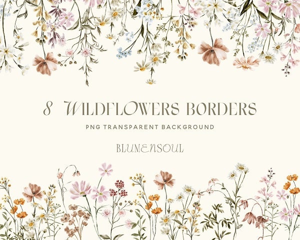 Wildflower Clipart Floral Clipart Wildflower PNG Meadow - Etsy Denmark