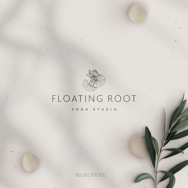 Yoga Logo Design, Water Lily Logo, Line Art Flower Logo, Minimalist ...
