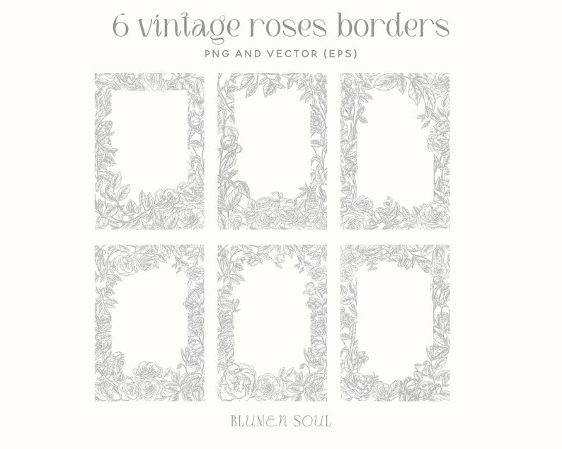 Border Flower, Frame Flower, Vintage Rose Flowers, Floral Clipart, Line ...