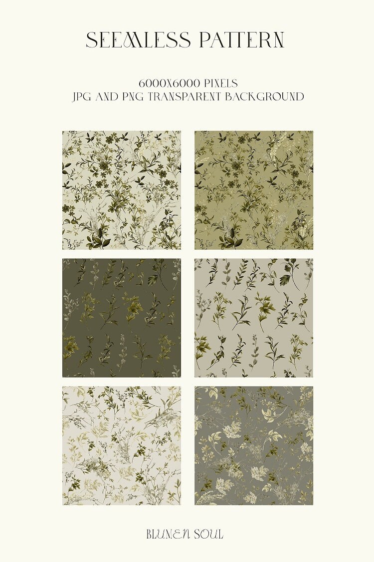 Greenery Patterns Digital Paper Watercolor Clipart Greenery Seamless ...