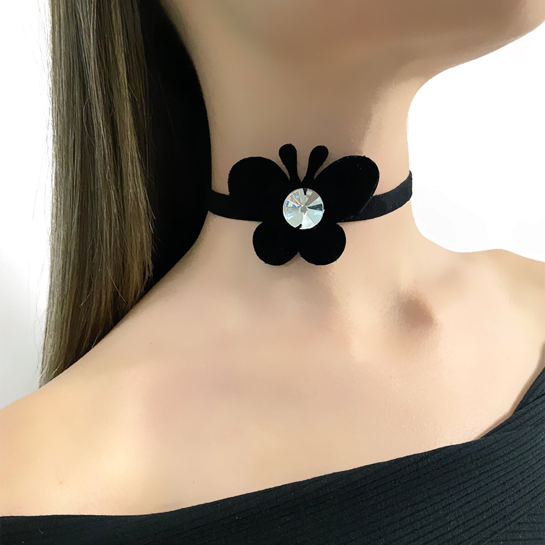 Butterfly Choker Necklace Black Butterfly Suede Choker Butterfly ...
