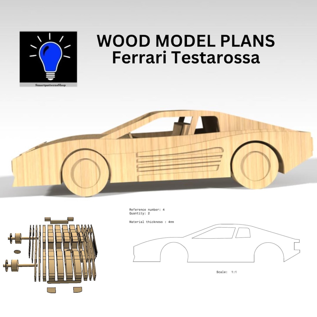 Ferrari Testarossa DIY Wood Plans Plus DXF and SVG Files Laser Cut Cnc ...