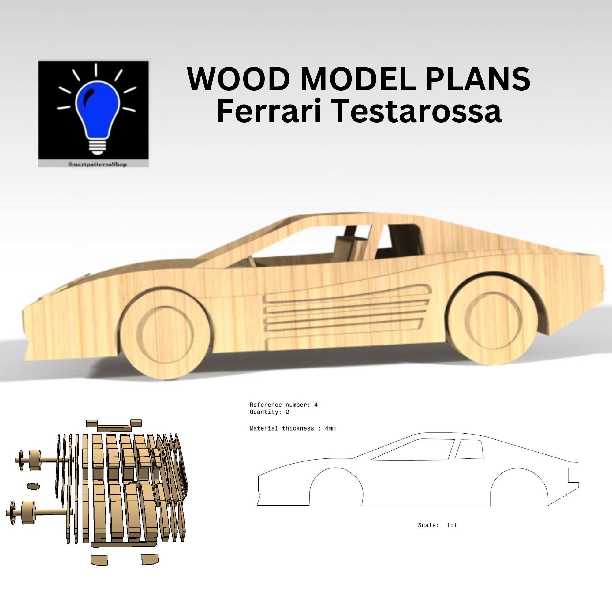 Ferrari Testarossa DIY Wood Plans Plus DXF and SVG Files Laser Cut Cnc ...