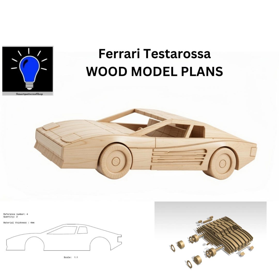 Ferrari Testarossa DIY Wood Plans Plus DXF and SVG Files Laser Cut Cnc ...