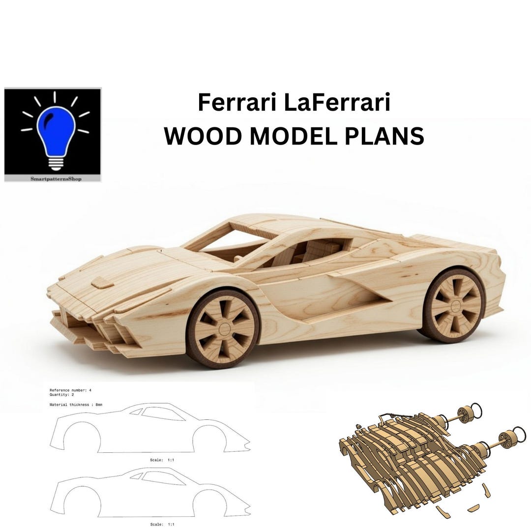Ferrari Laferrari DIY Wood Model Plans Patterns Plus Dxf and SVG Files ...