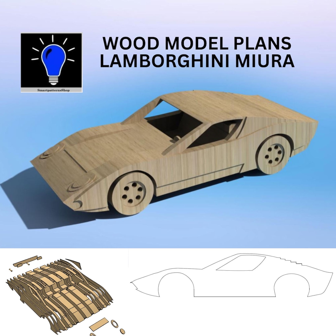 Lamborghini Miura Model DIY Wood Plans Plus DXF and SVG Files Laser Cut ...