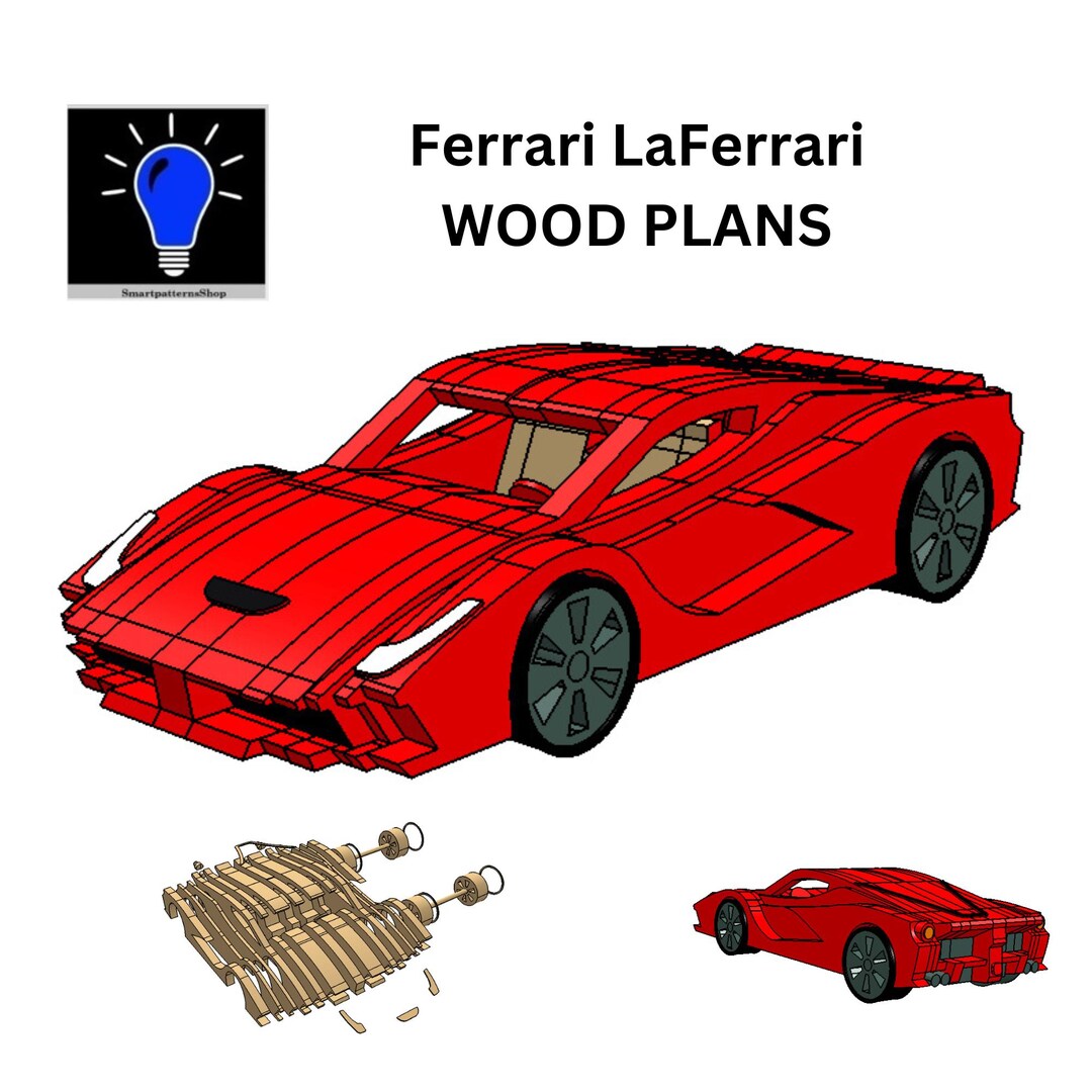 Ferrari Laferrari DIY Wood Model Plans Patterns Plus Dxf and SVG Files ...