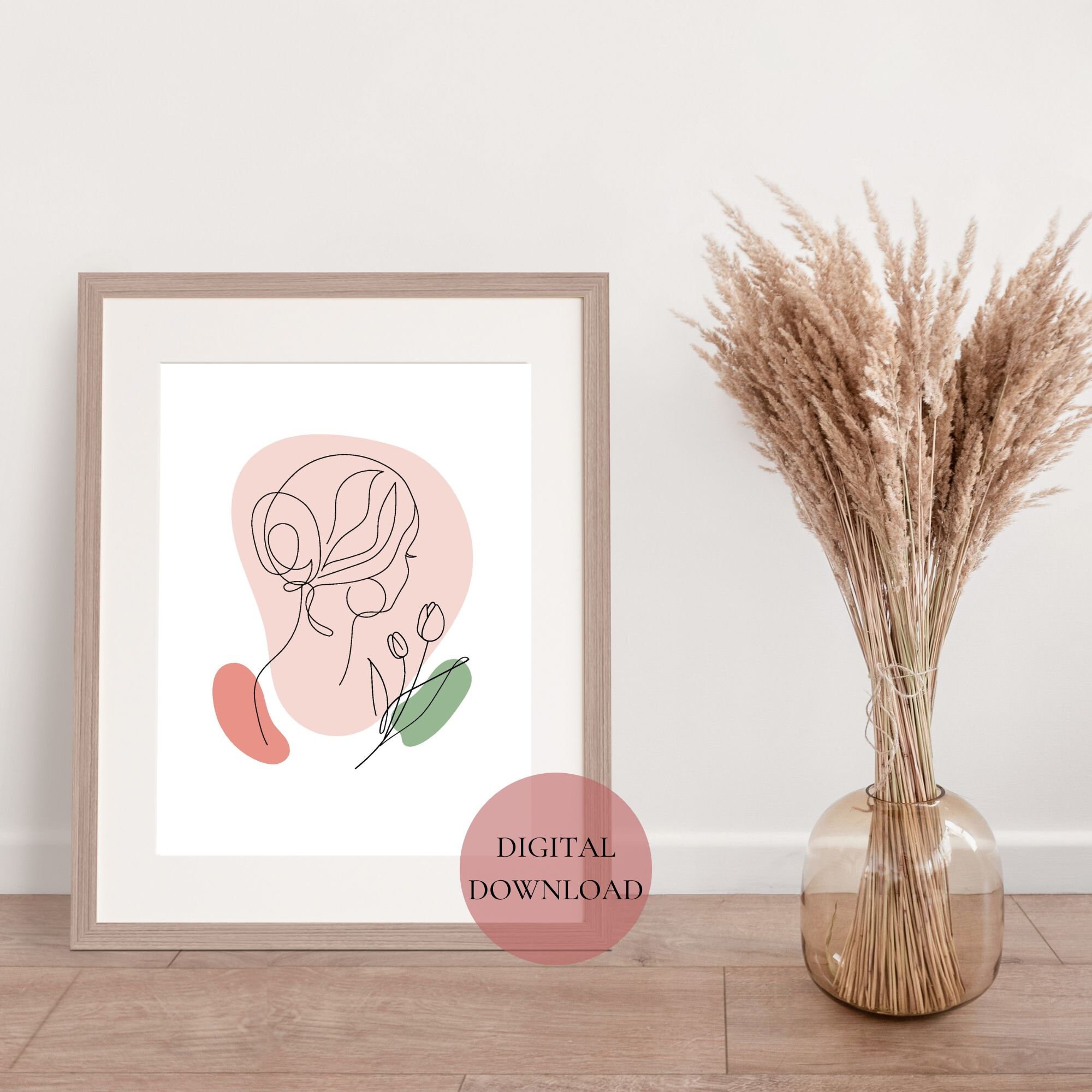 Female Line Art, Single Line Art Print Woman With Flowers, Minimalist ...