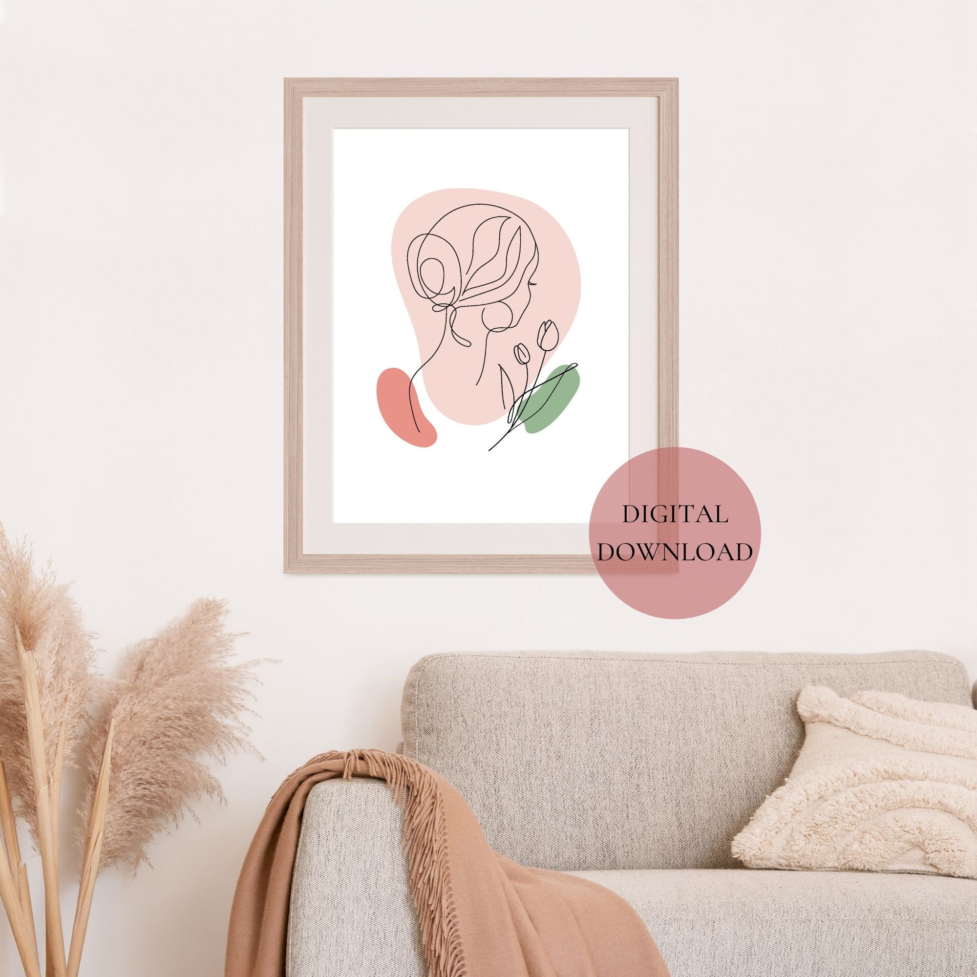 Female Line Art, Single Line Art Print Woman With Flowers, Minimalist ...