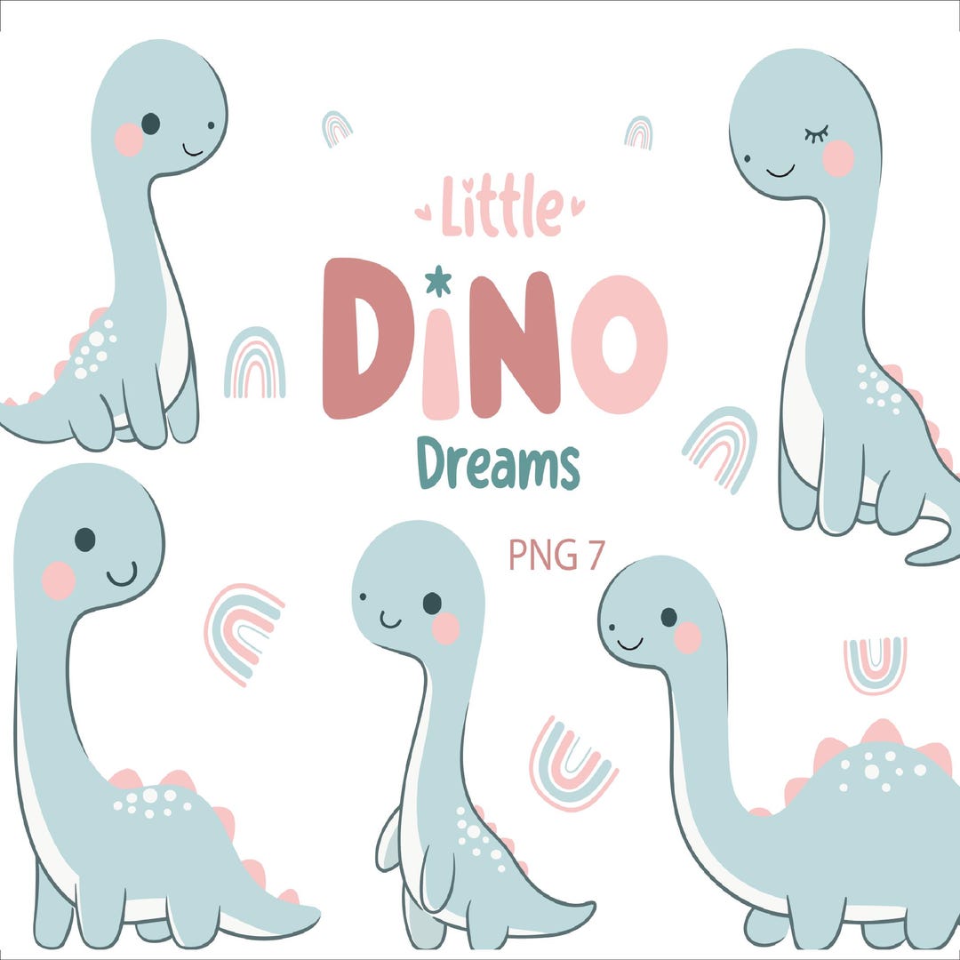 Cute Pastel Dinosaur Clipart Set | Kawaii Baby Dinosaurs PNG | Digital ...