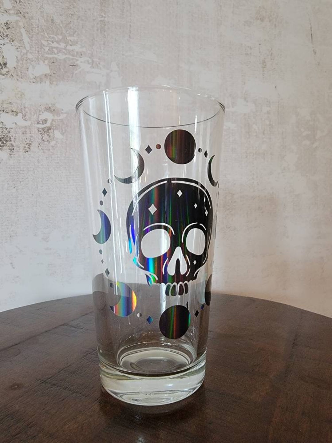 Holographic Skull and Lunar Cycle Pint Glass - Etsy