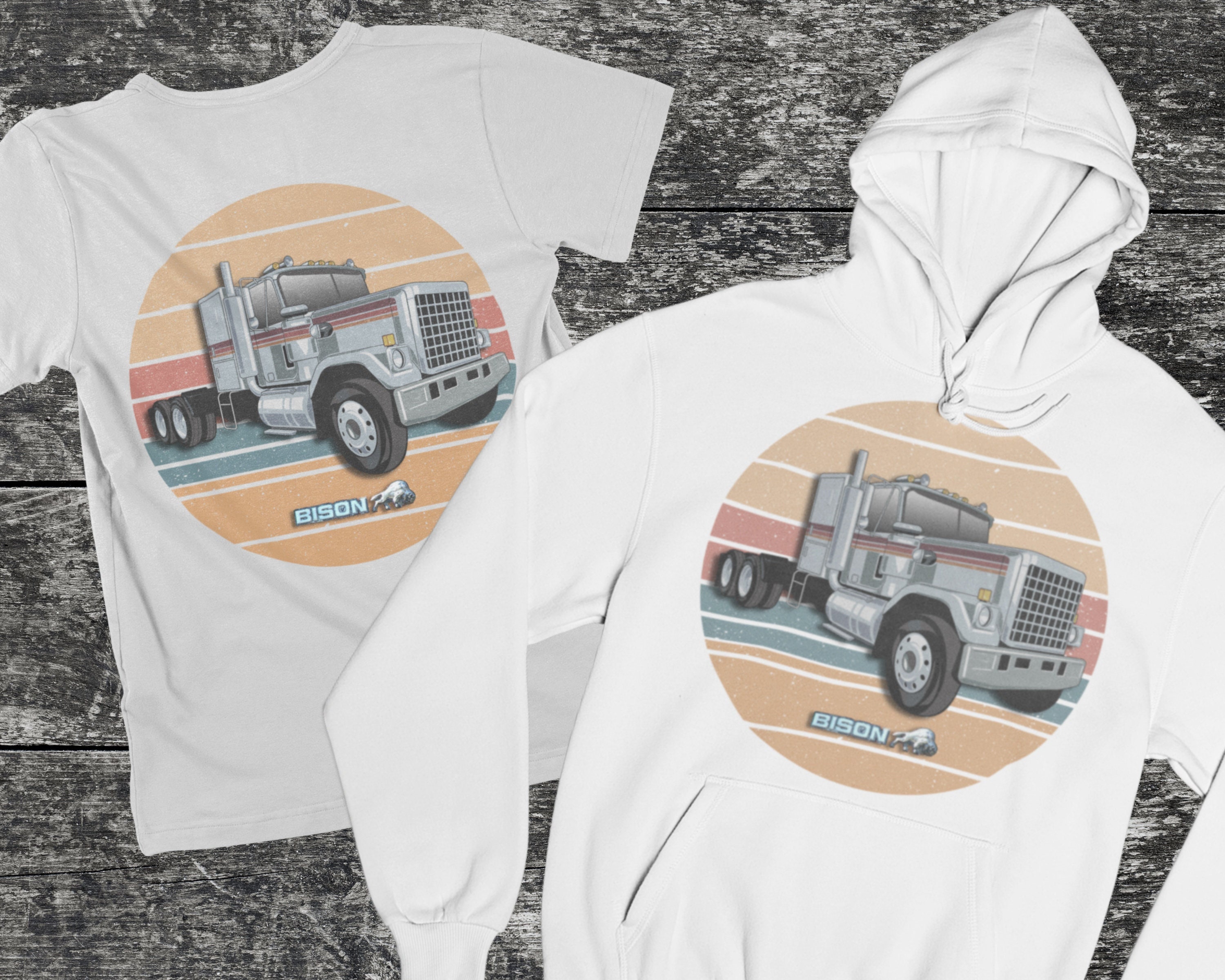 Chevy Bison Classic Semi Truck Trucker T-shirt / Hoodie Vintage Rigs ...