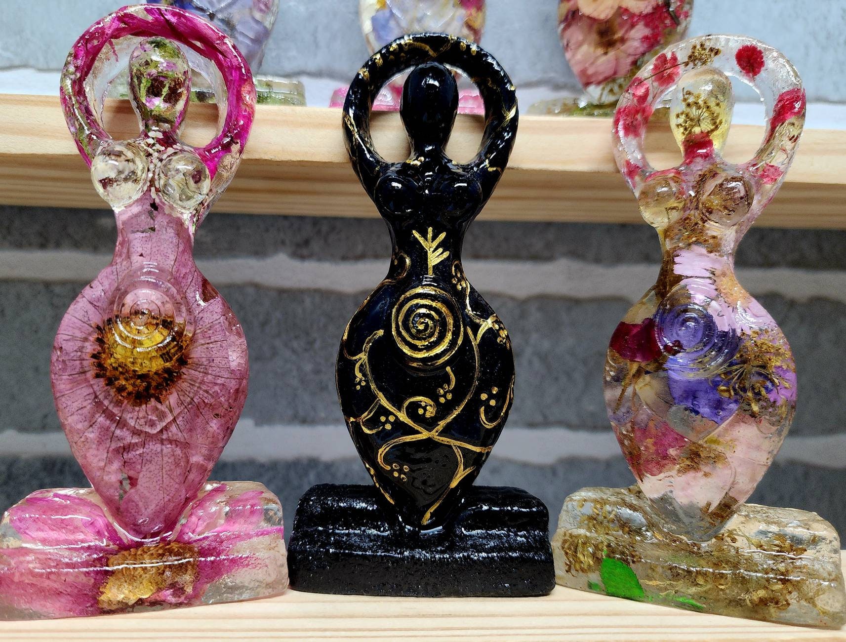 Flowered Goddess Statues/triple Moon Goddess - Etsy