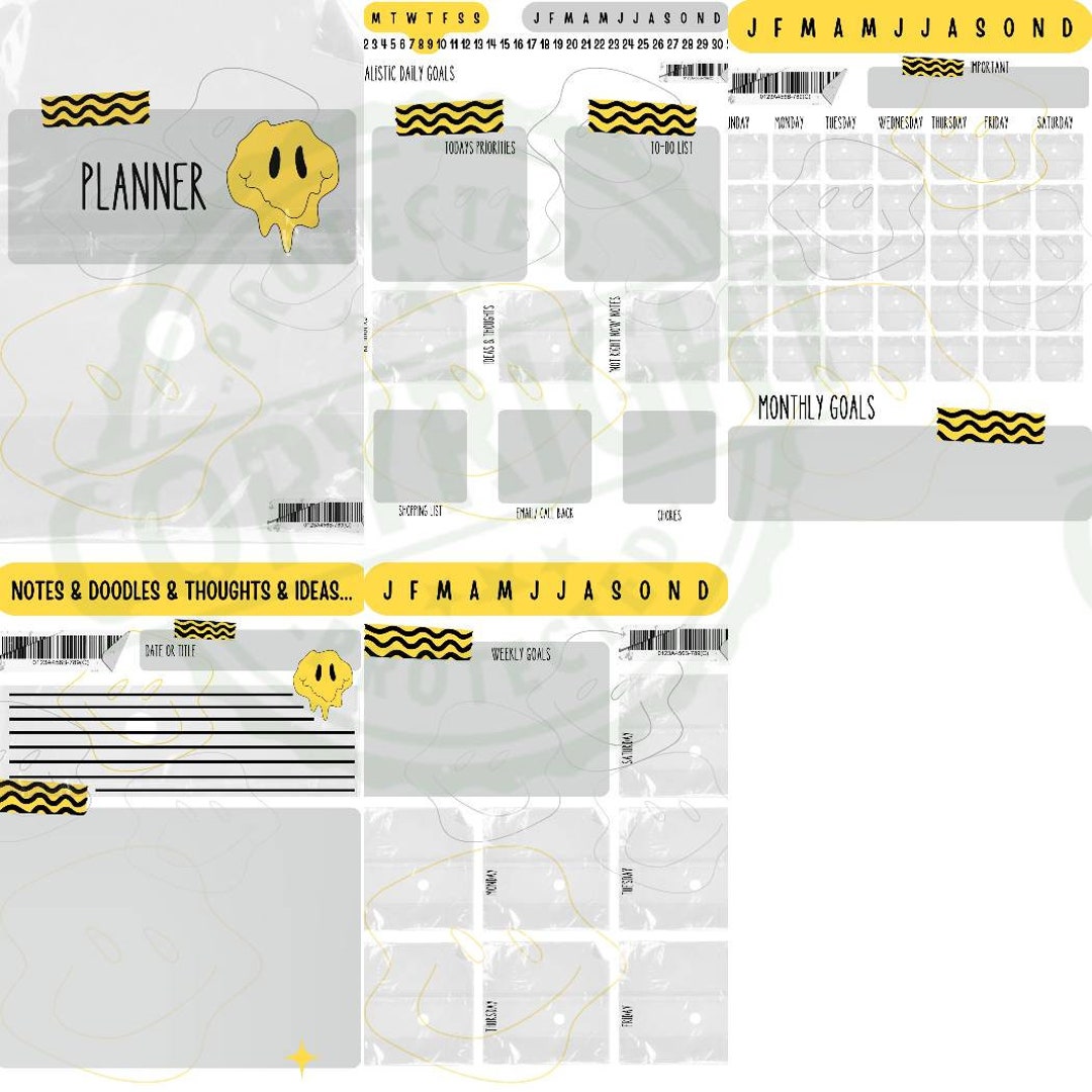 Planner Daily, Weekly, Monthly Tripp Drippy Smiley Faces. - Etsy