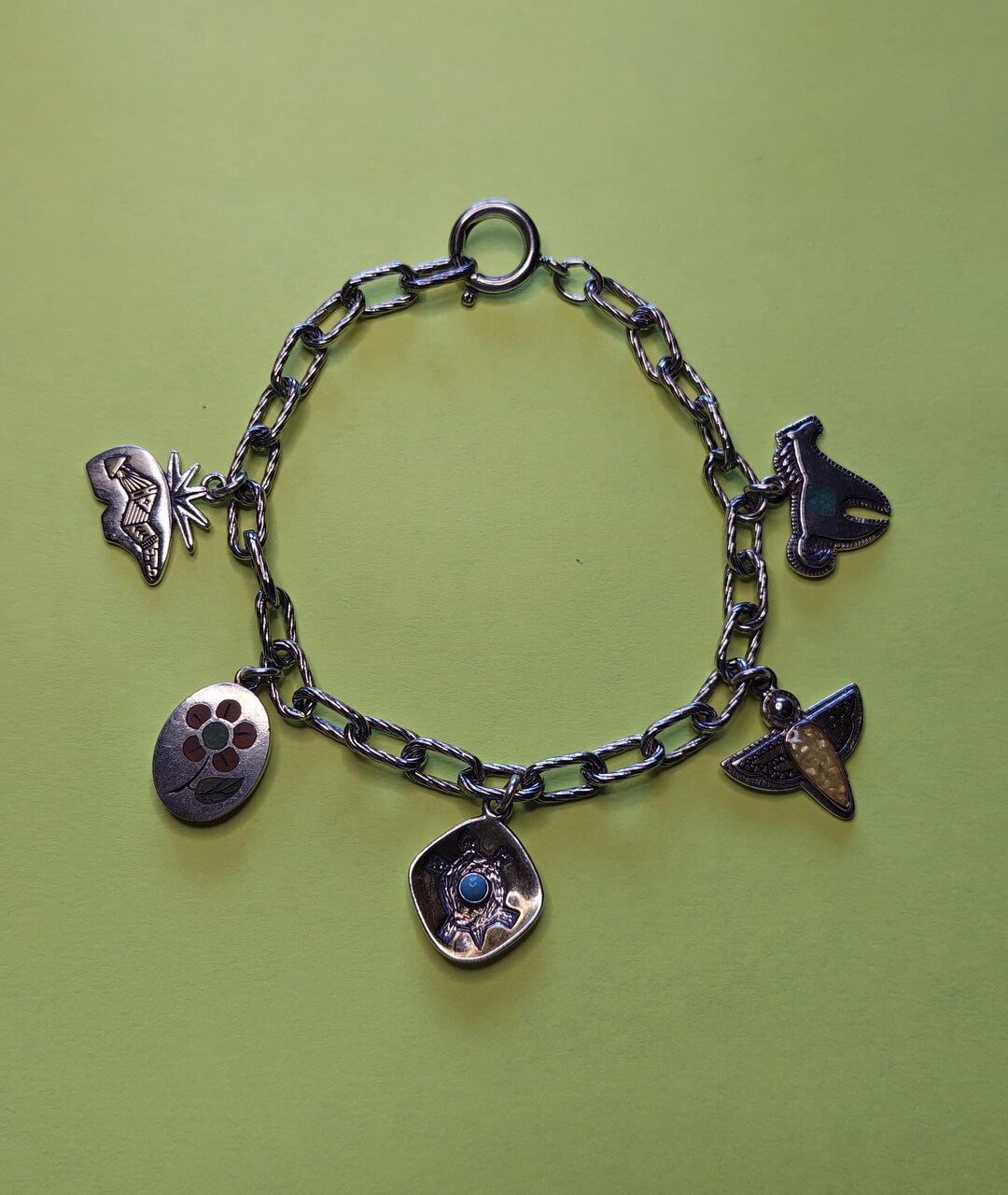 Relos Carolyn Pollick Sterling Silver Five Charm Bracelet 22.2 Grams 8 ...