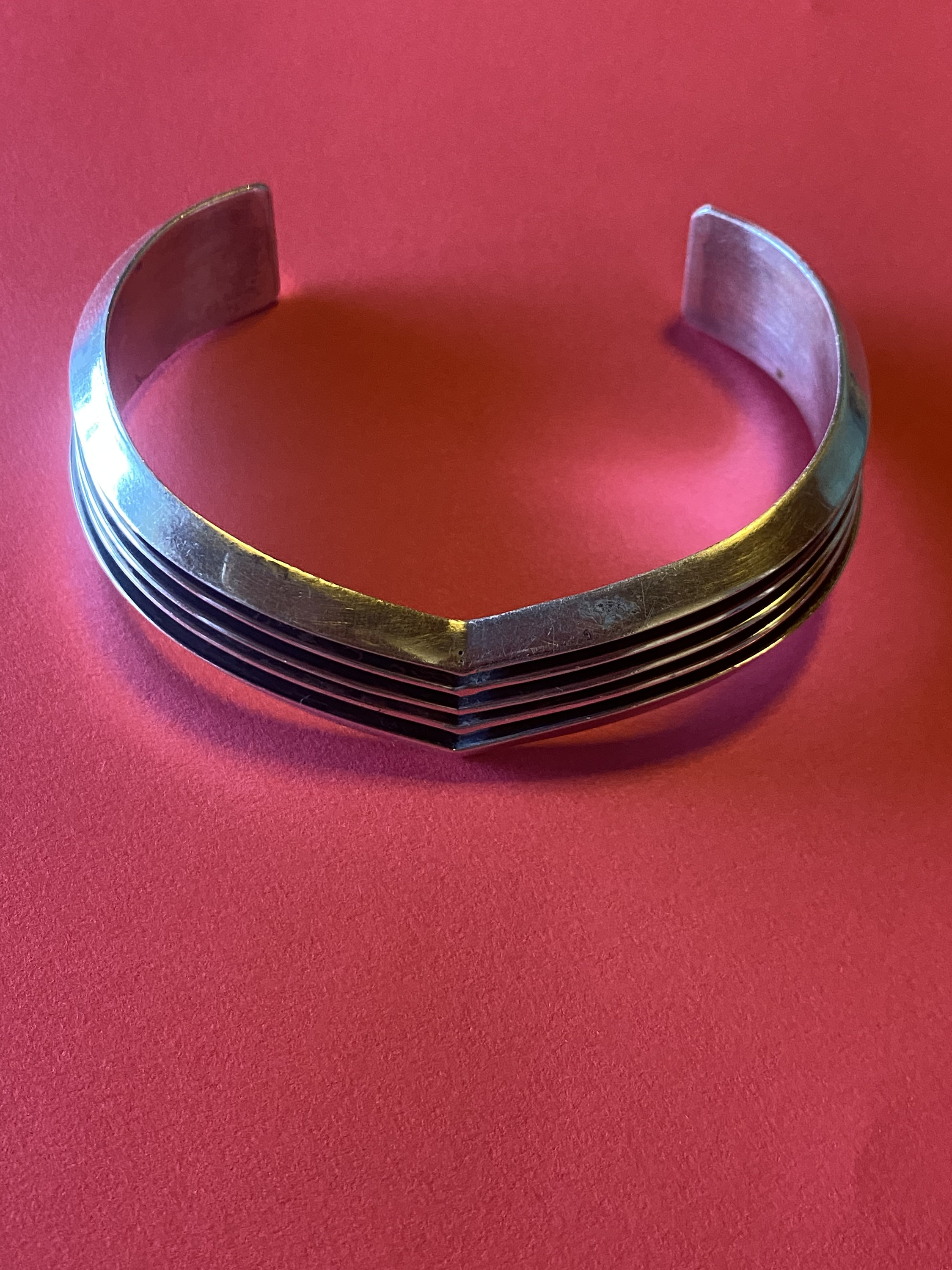 Vintage Tom Hawk Native American Cuff Bracelet Chevron Style 35.9 Grams ...