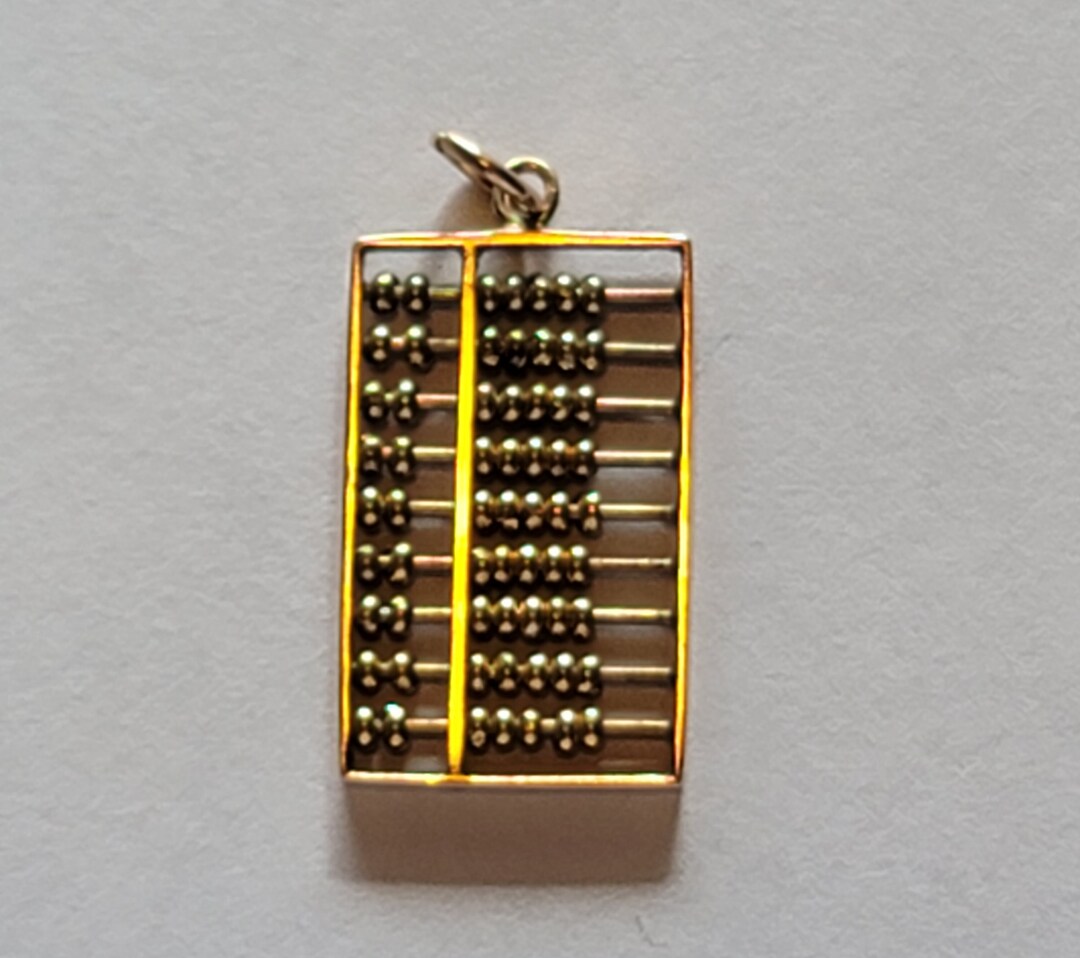 Vintage Abacus Charm Pendant 14K Gold 7/8 Inch by 9/16 Inch 2.4 Grams ...