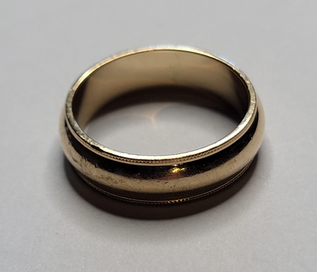 Vintage Size 8 Premesco PMS 14K Solid Yellow Gold Milgrain 6mm Wedding ...