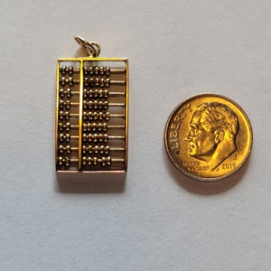 Vintage Abacus Charm Pendant 14K Gold 7/8 Inch by 9/16 Inch 2.4 Grams ...