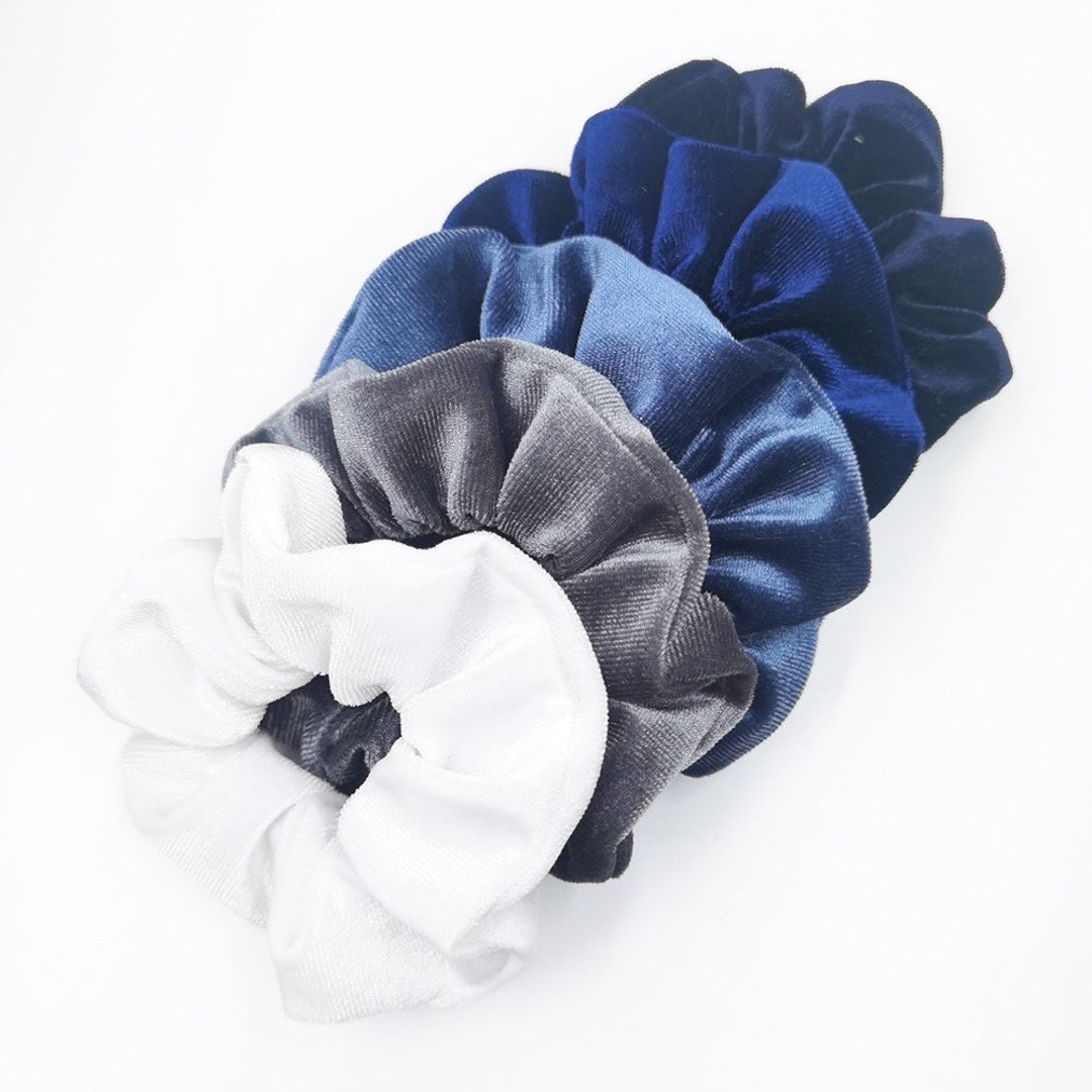 5PC Scrunchie Box Gift Set Blue & White Velvet - Etsy