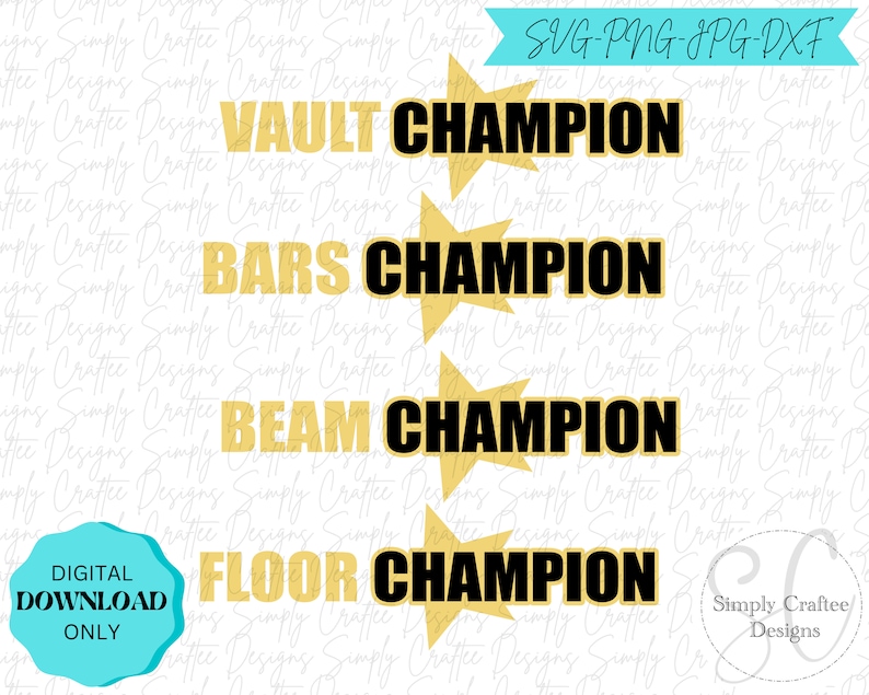 Gymnastics Champion Svg, Vault Champion, Bars Champion, Beam Champion ...