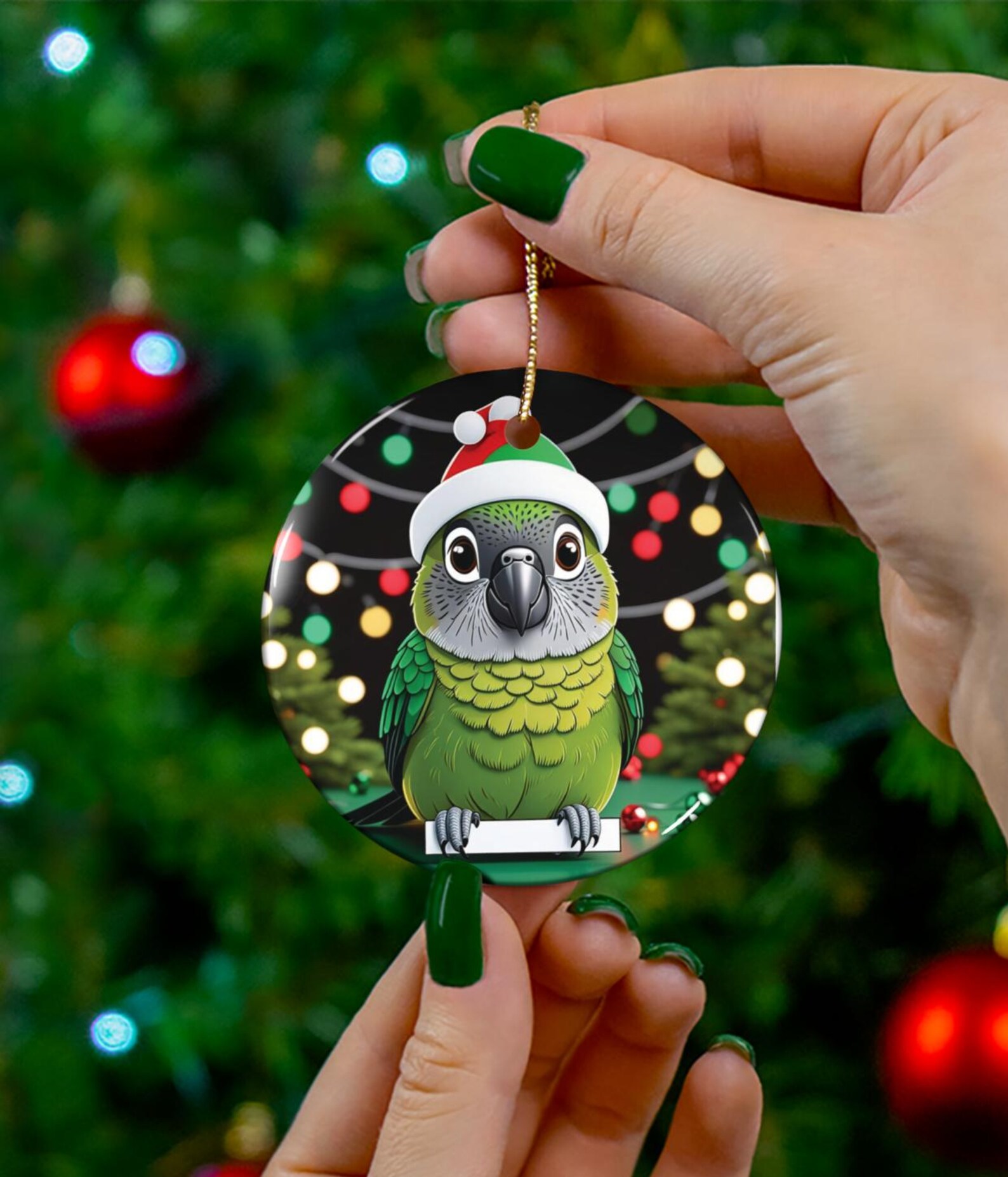 Ceramic Ornament Cute Green Cheek Conure Design for Holidays, Bird ...