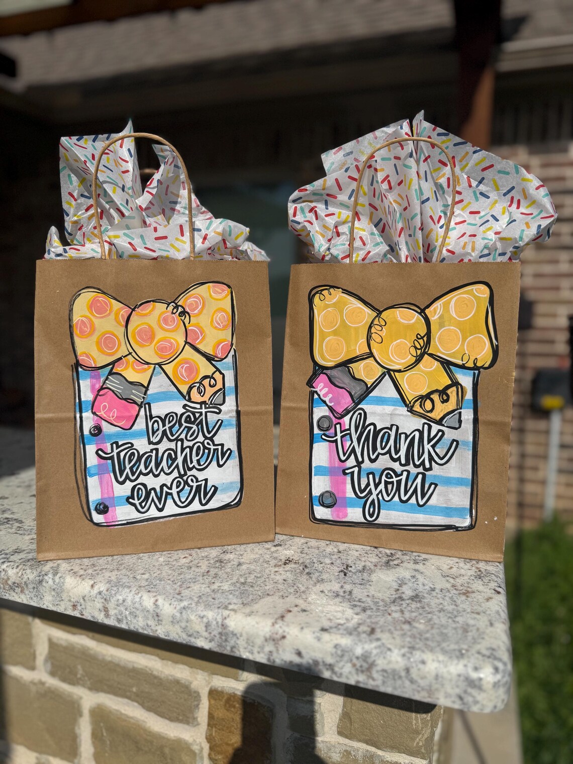 Hand Painted Teacher Appreciation Gift Bags - Etsy