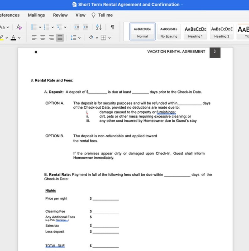 Airbnb + VRBO Rental Agreement | Booking Confirmation Form | Vacation ...