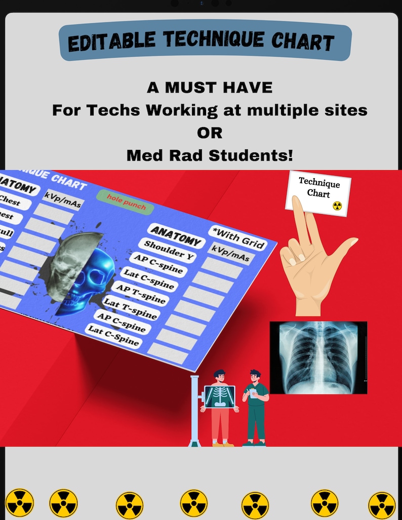 Editable Technique Chart, Med Rad Downloadable Badge Buddy Chart, Mas ...