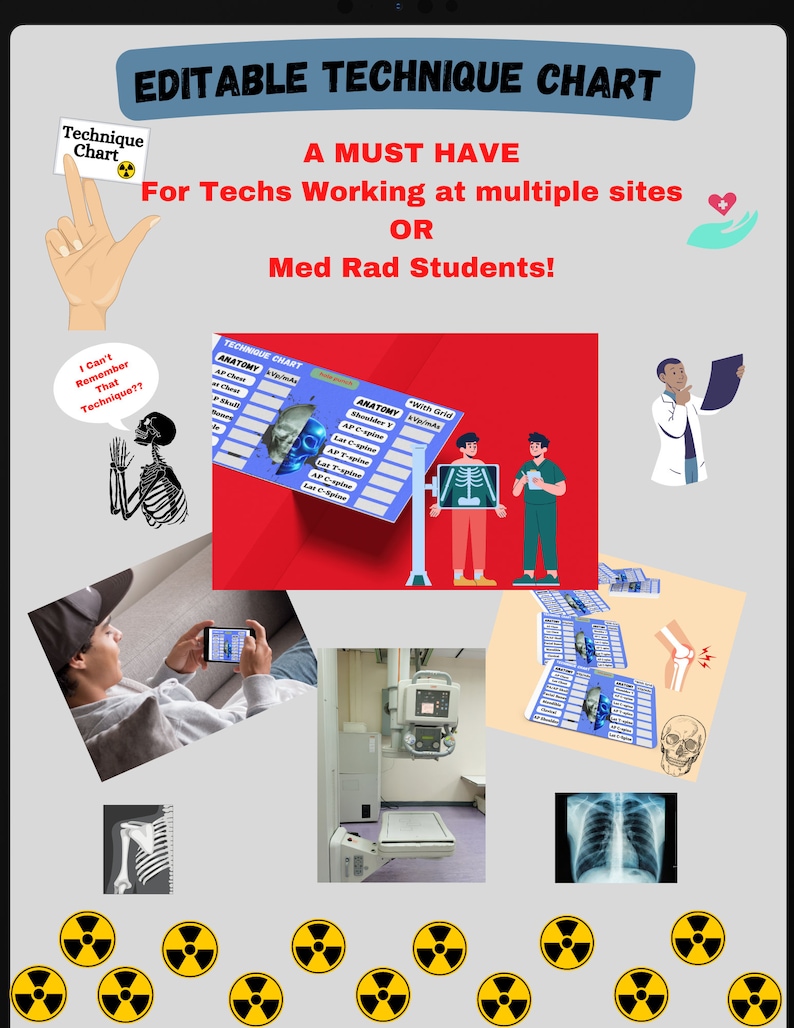 Editable Technique Chart, Med Rad Downloadable Badge Buddy Chart, Mas ...