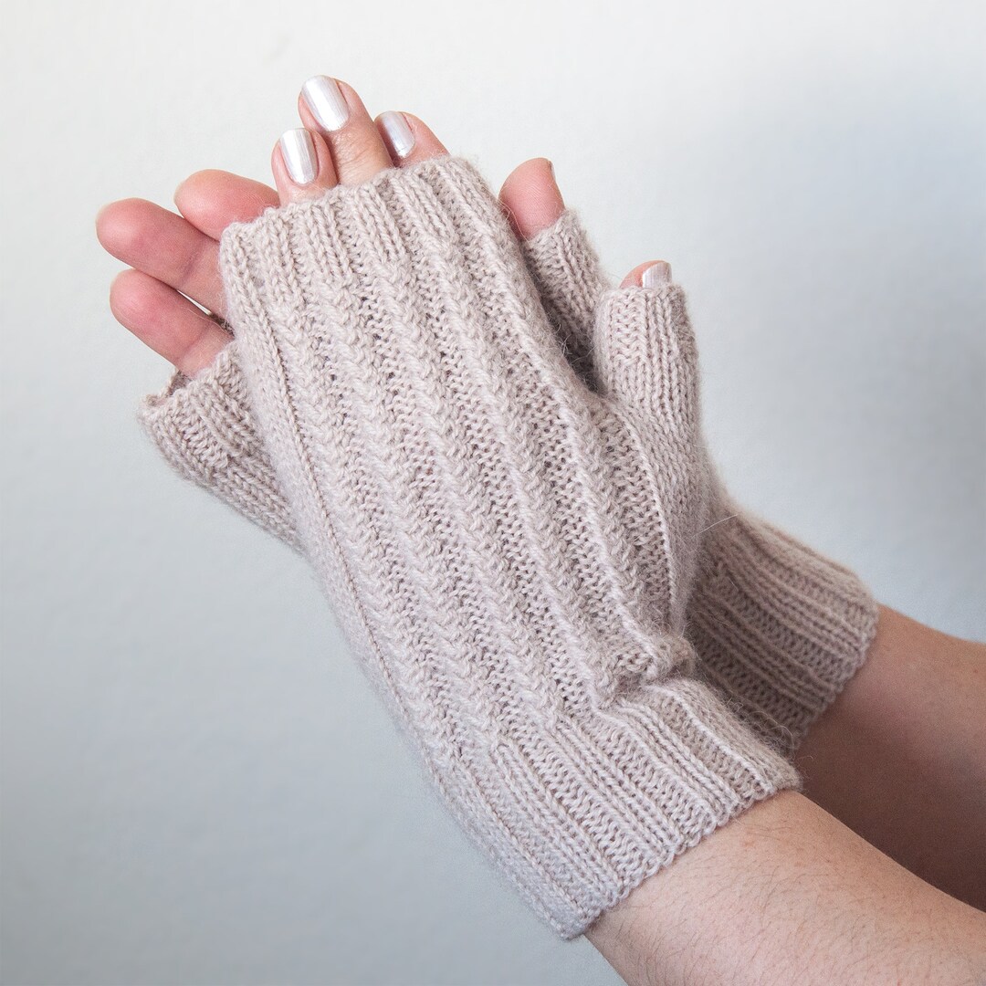 Women’s Fingerless Gloves. Hand Knitted Mittens, Alpaca / Wool, Soft ...
