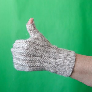 Women’s Fingerless Gloves. Hand Knitted Mittens, Alpaca / Wool, Soft ...