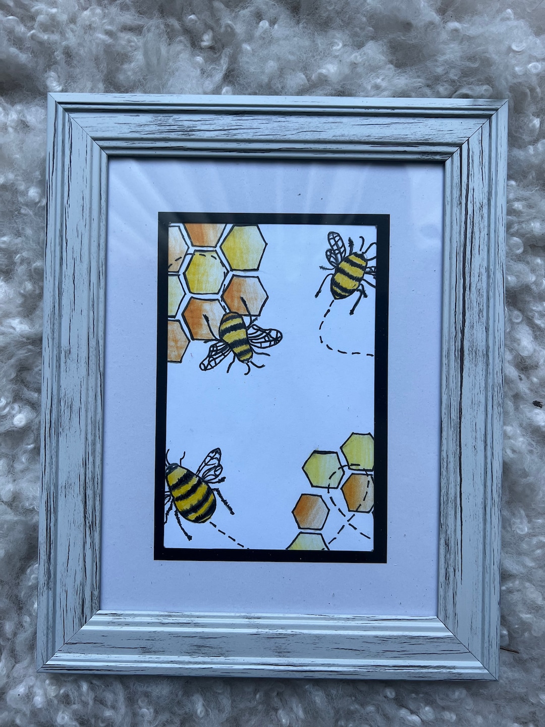 Bumble Bee and Honey Comb Framed Drawing - Etsy