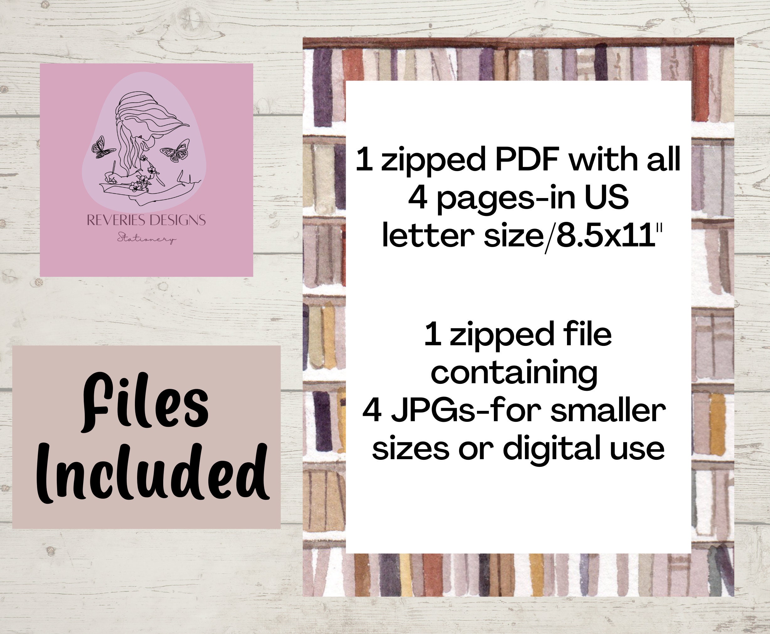 Printable Stationery Set US Letter Size PDF, Instant Download ...