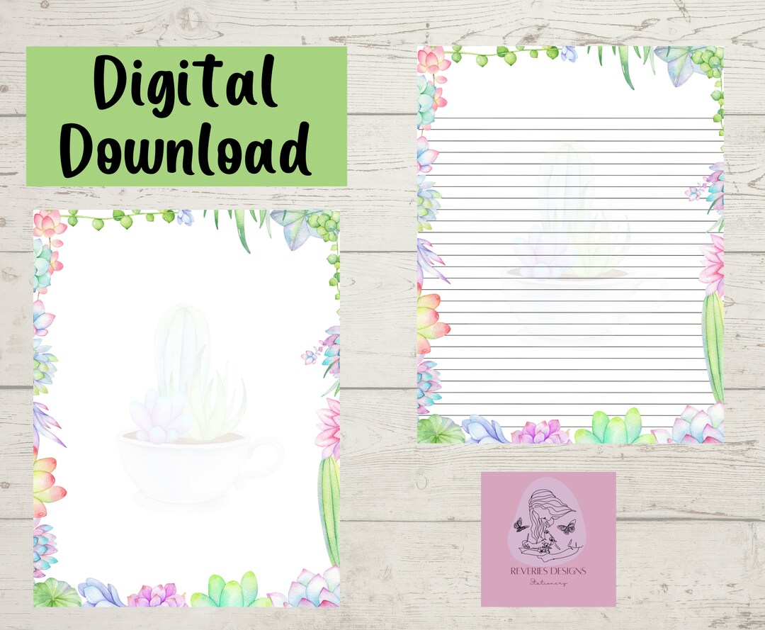 Printable Stationery Set US Letter Size PDF, Instant Download ...
