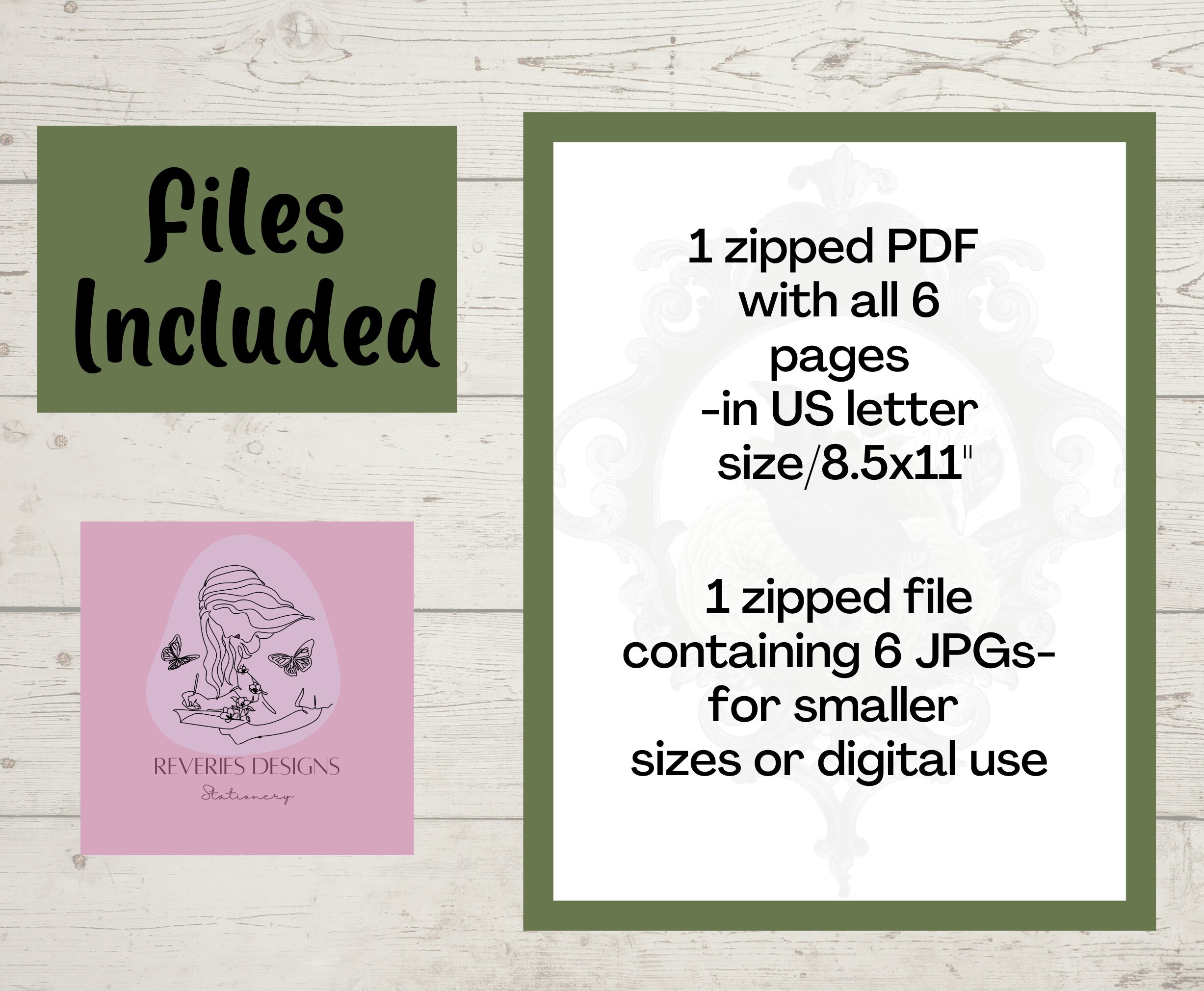 Printable Stationery Set US Letter Size PDF, Instant Download ...