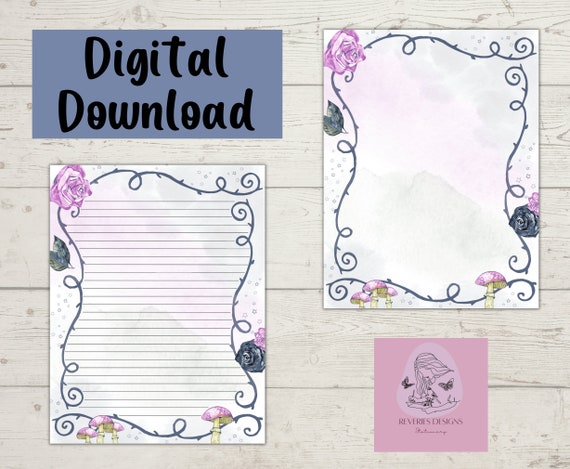 Printable Stationery Set US Letter Size PDF Instant Download - Etsy