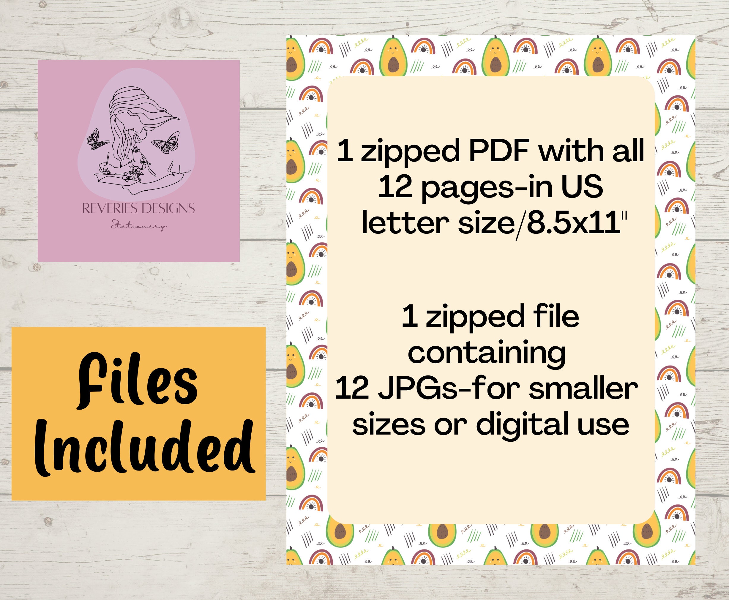 Printable Stationery Set US Letter Size PDF Instant Download - Etsy