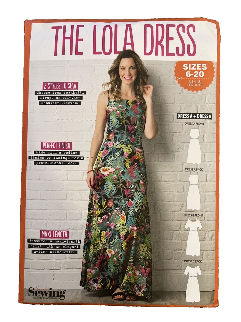 Simply Sewing Pattern the Lola Dress Sizes 6-20 Maxi Length 2 Styles ...