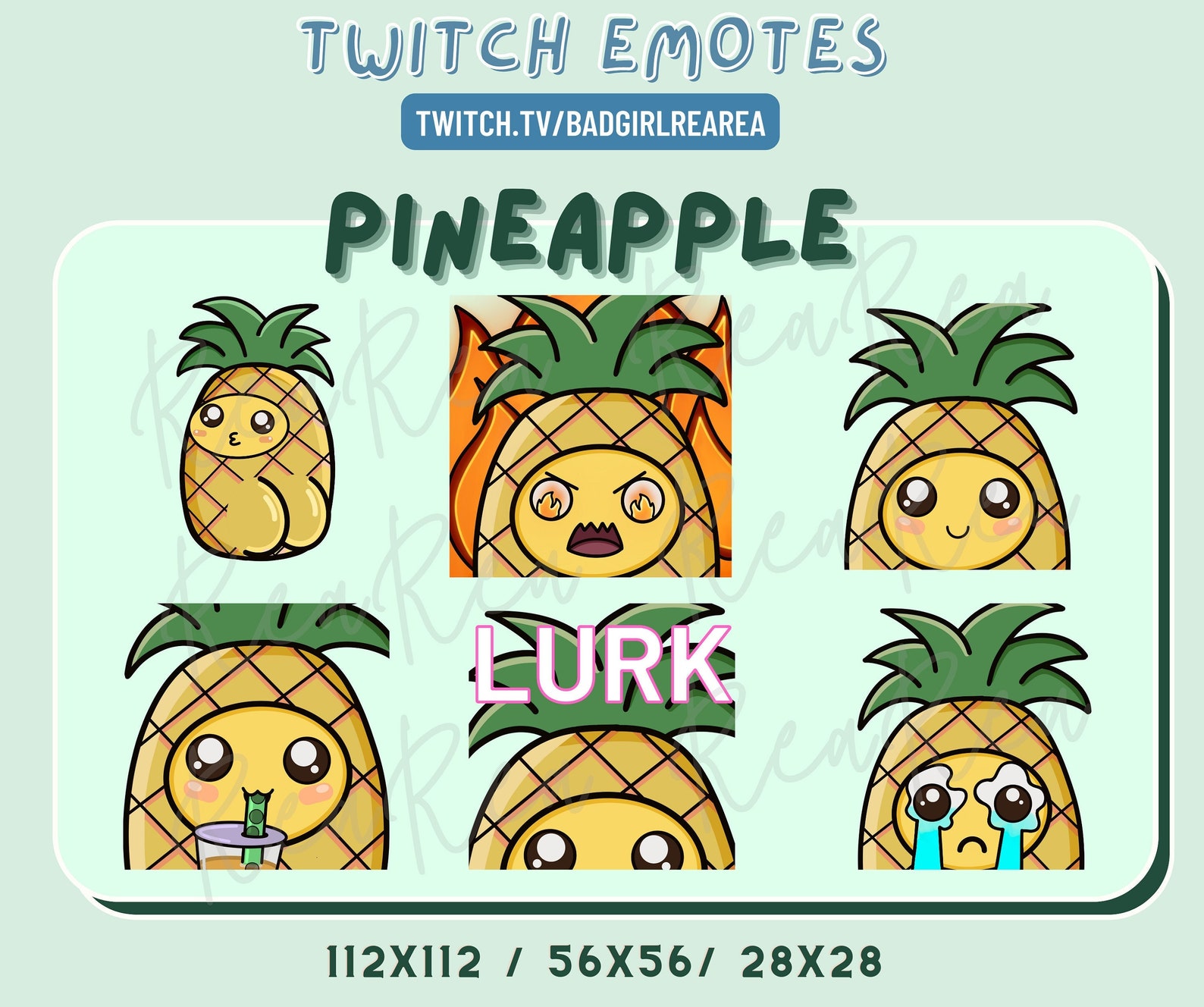 Cute Pineapple Fruit Emotes | Twitch, Discord, Youtube, Facebook ...