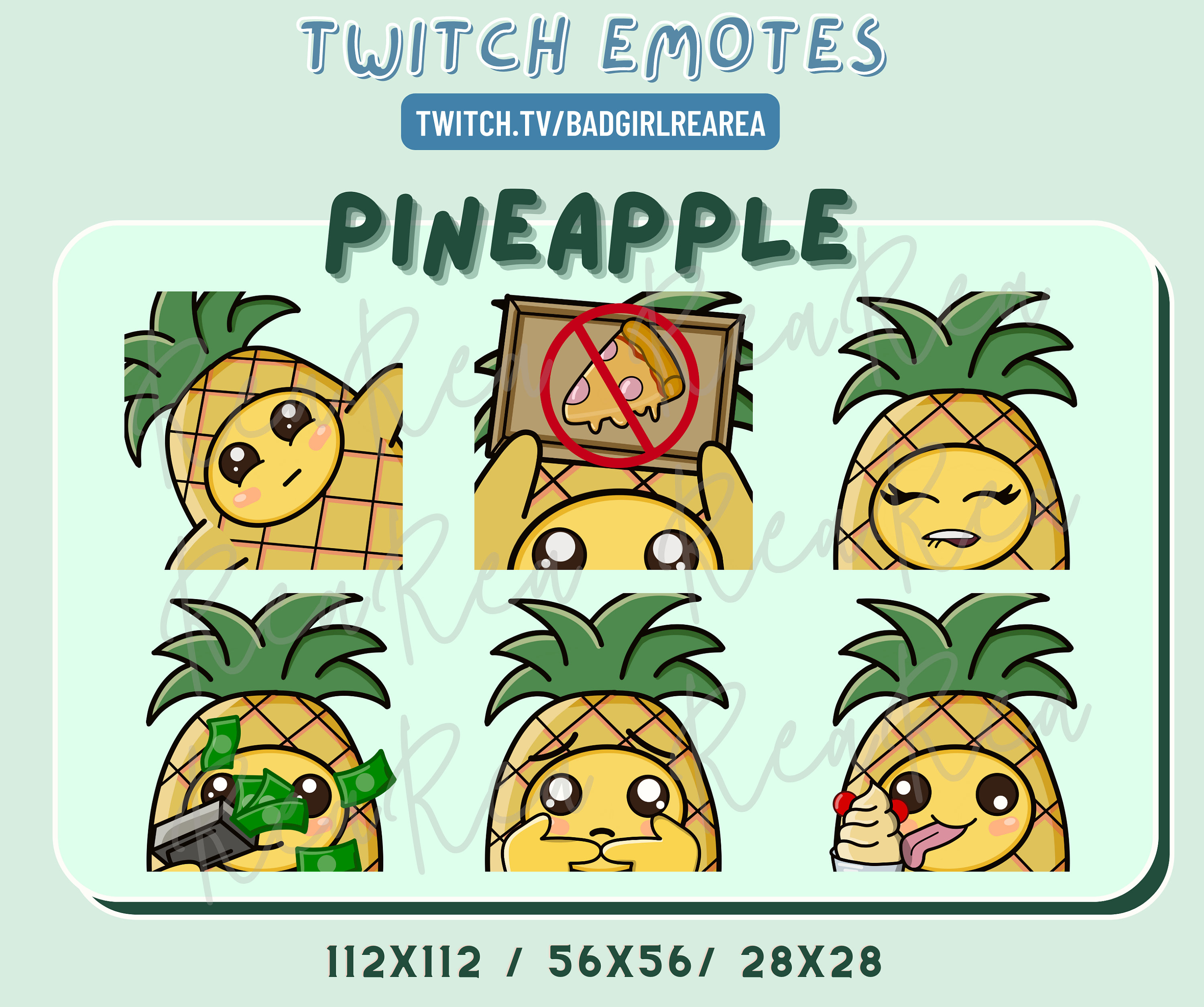 Cute Pineapple Fruit Emotes | Twitch, Discord, Youtube, Facebook ...