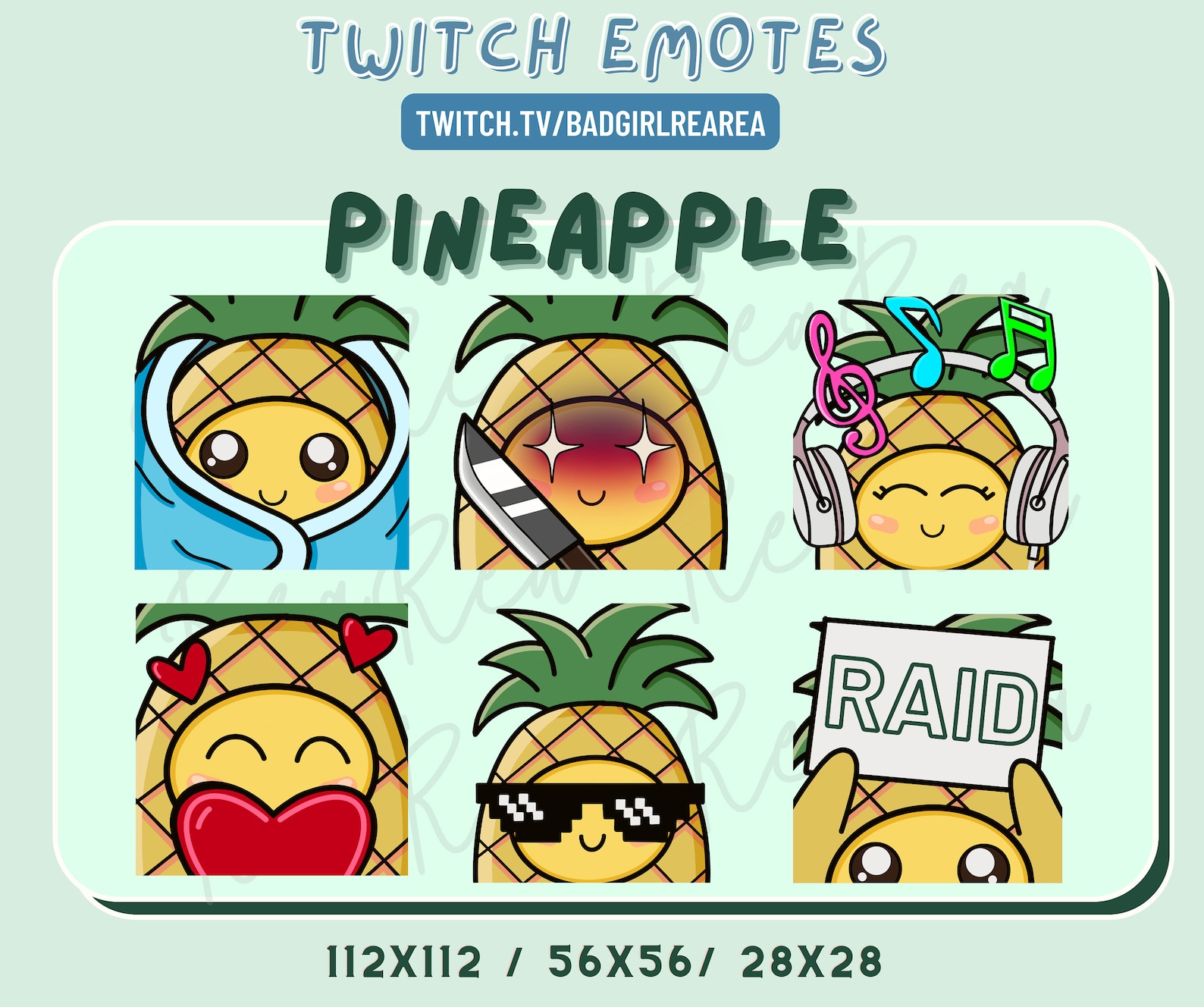 Cute Pineapple Fruit Emotes | Twitch, Discord, Youtube, Facebook ...