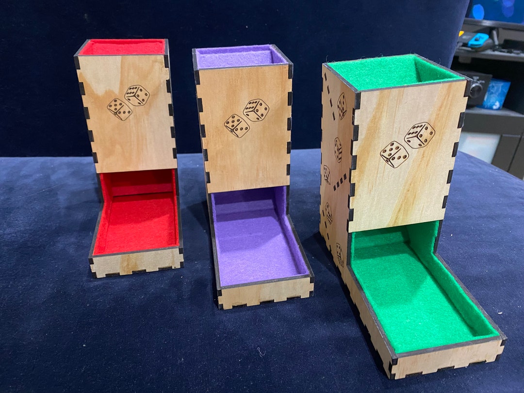 Felt Lined Dice Tower With Dice Graphics - Etsy