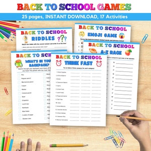 Back to School Games Printable, Elementary Game Bundle, First Day of ...
