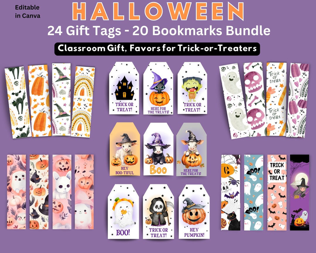 Halloween Editable Favor Tags & Bookmarks Printable Boo Gift - Etsy